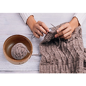 Wooden Yarn Bowl for Knitting and Crocheting Wide and Deep for Projects of Any Size Holder Dimensions Allow You to Place Large Yarn Cakes and Wool Balls