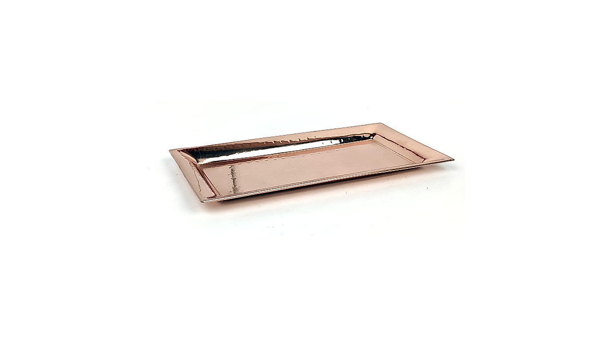 Hammered Copper Serving Trays - Stylish 2-Piece Food Platters