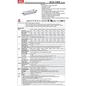 MEAN WELL HLG-150H-30 150 W Single Output 5 A 30 Vdc Output Max Switching Power Supply - 1 item(s)