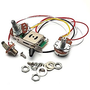 SAPHUE Electric Guitar Wiring Harness Prewired Kit A500k B500K 18mm Shaft Big Pots 3 Way Switch Volume Tone Control Wiring Harness
