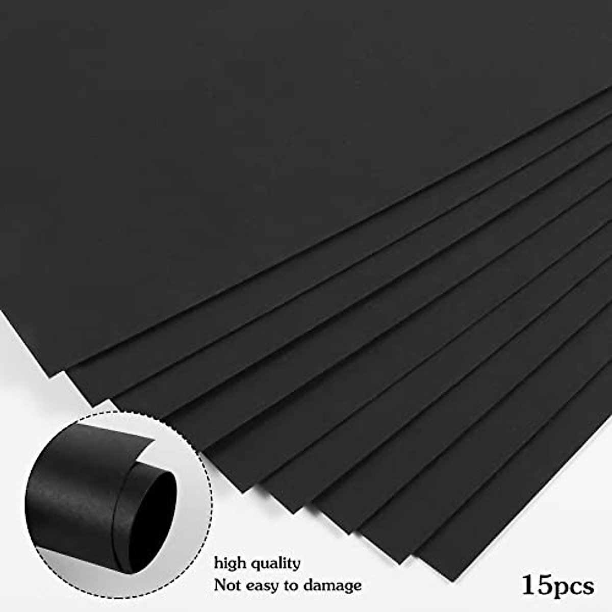 15 Sheets Black Cardstock 8.5 x 11, 250gsm/92lb Thick Paper Cardstock Black Construction Paper for Crafts, Christmas Gift Card Making, Invitations, Printing, Scrapbook Supplies, Stocking Stuffers