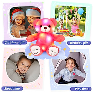 BSTAOFY Light up Plush Bears Gentle Smile Stuffed Animal Soft Fur Nightlight Toy Valentine's Day Gifts for Kids Birthday, 11.5"