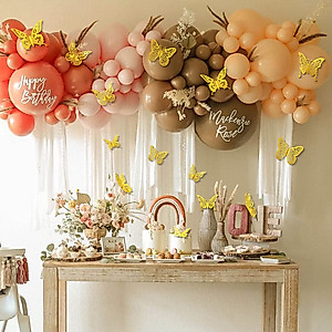 3D Butterfly Wall Decor, 48 Pcs 4 Styles 3 Sizes, Removable Butterfly Wall Stickers Gold Butterflies for Party Cake Decorations Kids Bedroom Nursery Classroom Wedding Decor DIY Gift (Gold)