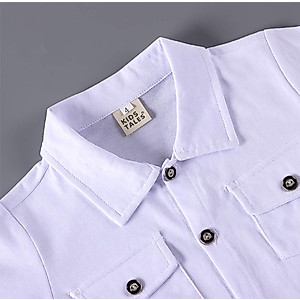 Ritatte Toddler Baby Boys Denim Outfits Short Sleeve Shirts+ Jeans Pants + Scarf 3Pcs Set Kids Casual Summer Clothes 1-6Y(White, 4-5T)