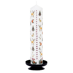 Alison Gardiner Advent Candle Winter Wildlife 4.5 cm x 25.5 cm Pillar Candle Wax Pillar 50 Hours Burn Time Made in England