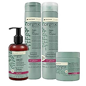 LaCoupe ORGNX Moroccan Argan Oil Complex, Shampoo + Conditioner + Repair Treatment + Styling Crème