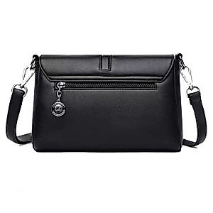 Small Shoulder Bag with 2 Removable Straps Leather Crossbody Clutch Purse Tote Handbag for Women Brown