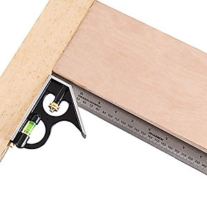 POWERTEC 80007 12-Inch Combination Square Tool Etched Stainless Steel Blade w/Metric Graduated Scale