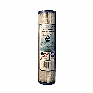 WF-PE1020 2.5-inch x 9-3/4-inch Pleated Sediment Water Filter Cartridge, fits in 10-inch standard size housings of undersink RO or filtration systems (6 Pack, 20 Micron)