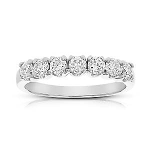 Vir Jewels 1 cttw Diamond Wedding Band 14K White Gold 7 Stones Prong Set Round Bridal Ring Size 7
