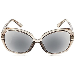Sofia Vergara x Foster Grant Sofia Vergara x Foster Alejandra Square Reader Sunglasses for Women, Shiny Crystal Taupe, 58 mm + 1.25