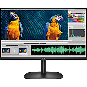 AOC 27B2H 68.58 cm (27") LED 1920 x 1080 Pixels Ultra Slim Monitor which is 3 Sided Frameless with IPS Panel HDMI/VGA Port, Full HD, Free Sync, 75Hz Refresh Rate, Adjustable Stand, Flicker Free, Black