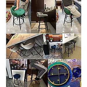 XINTAYEL Swivel Counter Height Stools Set of 1/2/3/4, Velvet Bar Stool with Low Back and Footrest, Modern Armless Tall Stool for Kitchen Island Dining Room, Grey, XINTAYEL