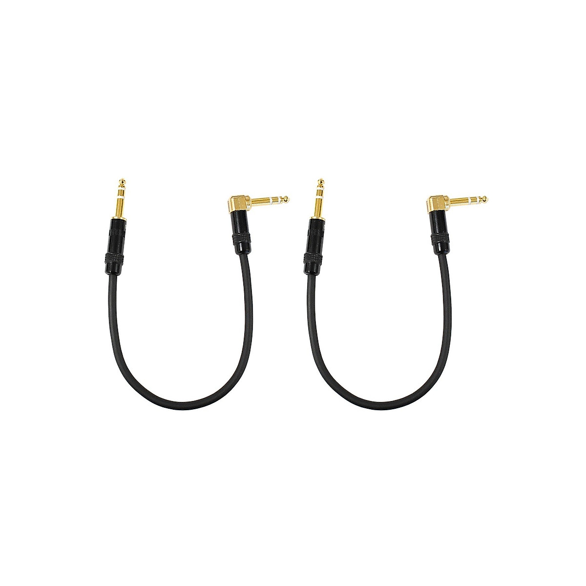 Audio2000's C26001P2 1 Ft 1/4" TRS Right Angle to 1/4" TRS Cable (2 Pack)