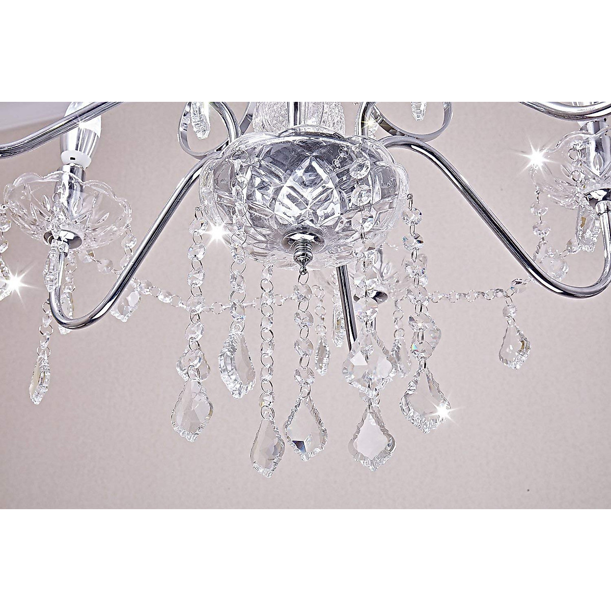 Saint Mossi 6 Light Crystal Chandelier Light Fixture Modern Chandelier Crystal Lighting, Crystal Pendant Raindrop Chandelier for Dining Room,Bedroom,Living Room,H23 x D24