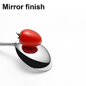 Wenkoni Soup Spoons, 4-Piece Large Round Spoons,7.8 inch SUS 304 Stainless Steel Bouillion spoons