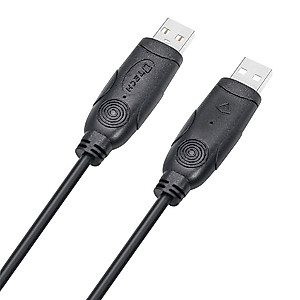 DTech USB to USB Null Modem Cable Serial RS232 Data Communication Transfer File Between 2 PCs Prolific Chip Supports Windows 11 10 8 7 XP Mac (6 Feet, Black)