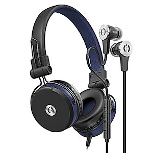 MuveAcoustics - Drive Wired in-Ear Earbud Headphones & Impulse Wired On-Ear Headphones Bundle, Black, for Gift