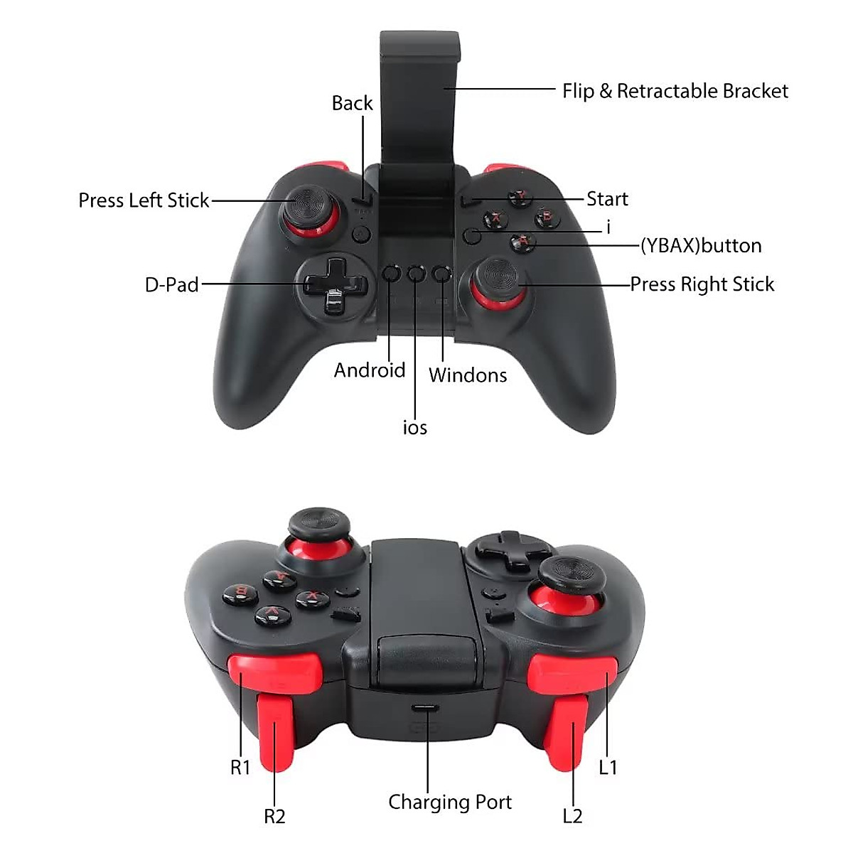 Gamepad Bluetooth Controller For PC Android TV Box Mobile Cell Phone Trigger Wireless Gaming Smartphone Joystick VR Game Control