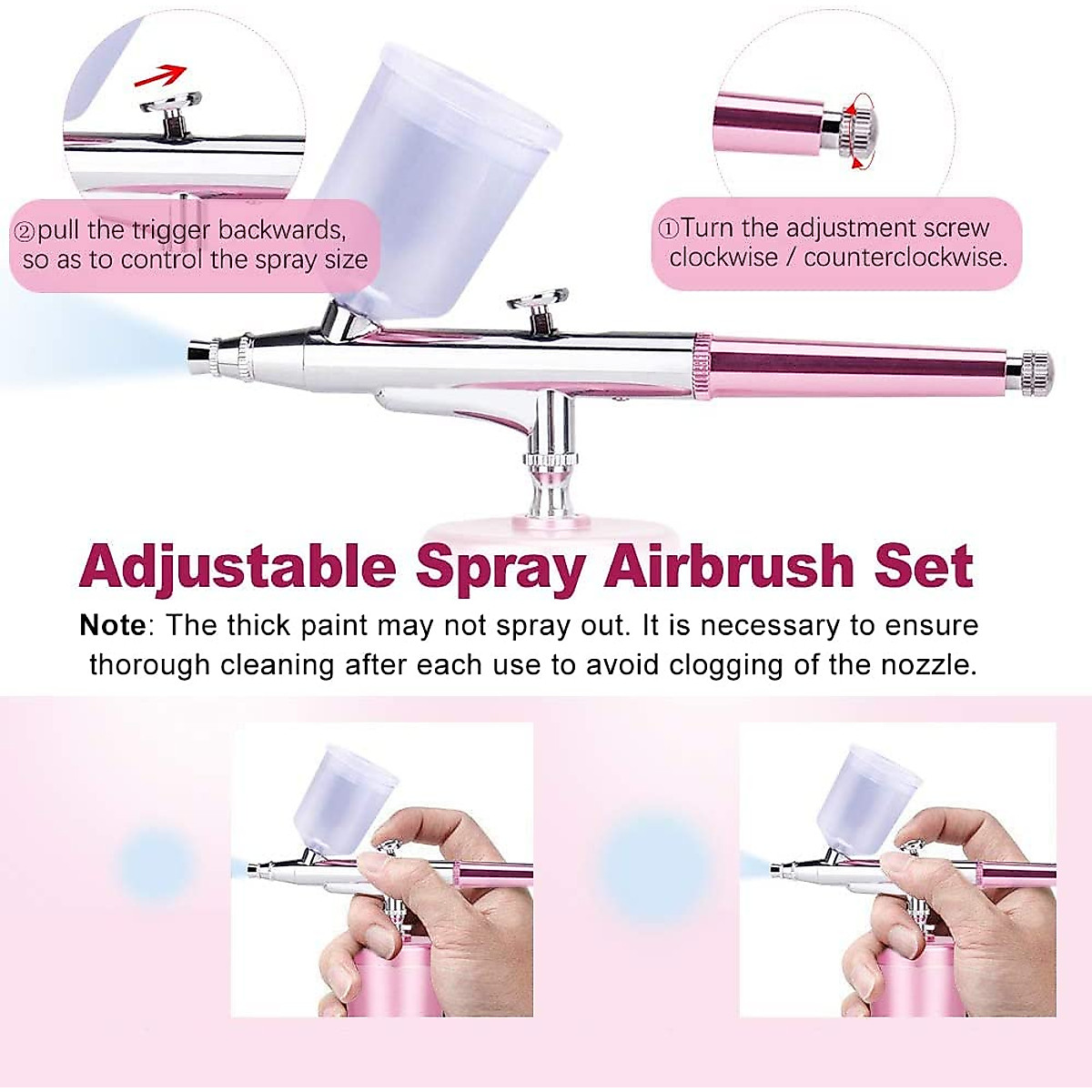 Yofuly Nail Airbrush Machine, Mini Airbrush Kit Handheld Cordless Airbrush for Nails Art, Makeup, Model Painting, Cake Decor, Model Painting, Rechargeable Spray Airbrush Gun with 2 Capacity Cups