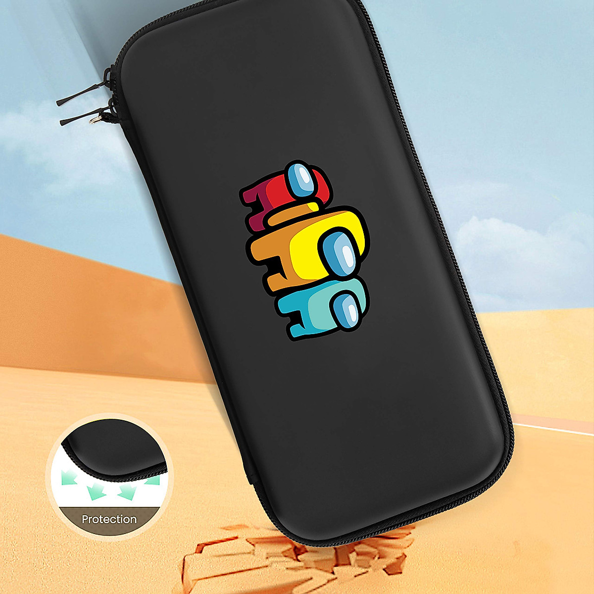 oqpa for Carrying Case for Nintendo Switch/ Switch OLED Travel Carry Cases for Girls Boys Kids Cute Kawaii Cartoon Character Anime Protective Hard Shell Cover Storage Bag, (BlackH)