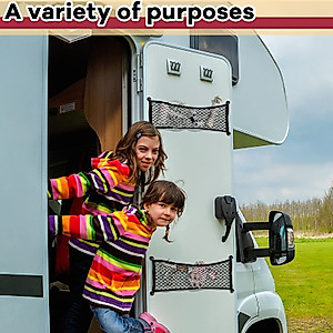 Frienda 2 Pieces Stretchable Small Cargo Net Pocket Storage Mesh Net Elastic Automotive Storage Pouch with 8 Pieces Mounting Screws and Hooks for Truck Car SUV Boats(25 x 9.8 Inches)