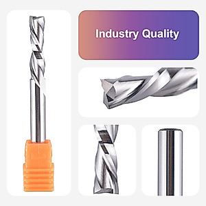 SpeTool 5PCS Spiral Downcut Router Bits 1/4" Shank 1" Cutting Length Solid Carbide CNC Router Bit Set End Mills for Plunge Router Wood Carving