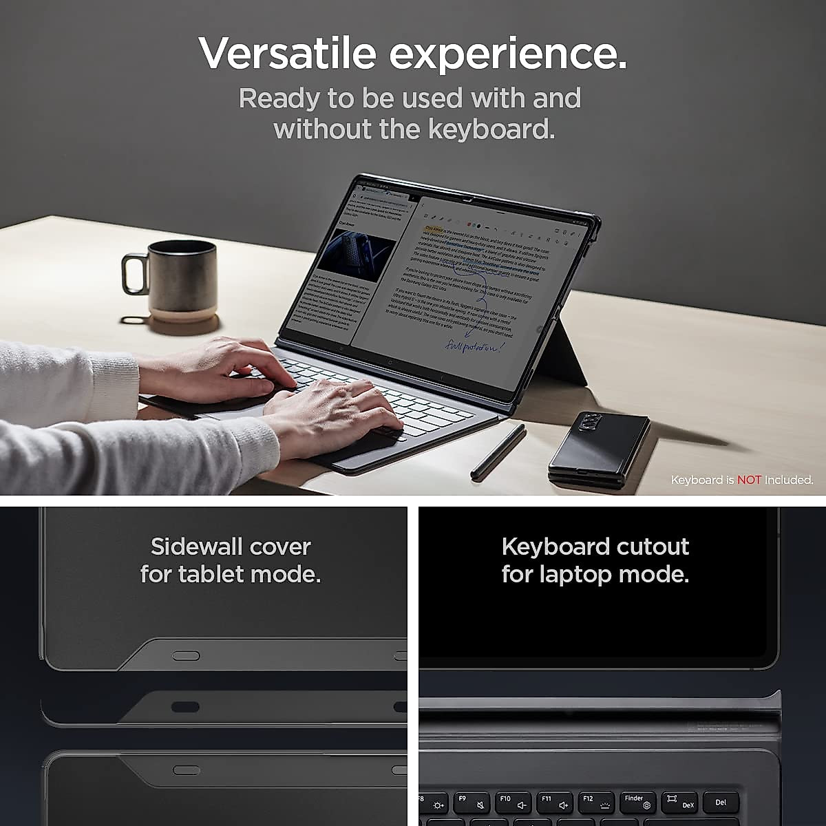 Spigen Thin Fit Pro Designed for Galaxy Tab S8 Ultra 14.6 Inch Case with S Pen Holder, Heavy Duty Protective Stand Cover 2022 (Keyboard Not Included) - Black
