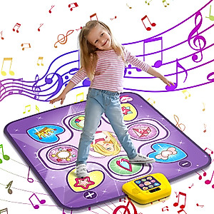 beefunni Dance Mat for Girls 3 4 5 6 7 8 9 10+ Year Old, 5 Game Modes, Birthday Gifts Toys for Kids, Dancing Pad with Adjustable Volume, LED Lights