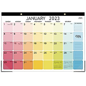 2023 Desk Calendar - Large Desk Calendar 2023, 12'' x 17'', January 2023 - December 2023, Cut-line for Tearing Off, 2 Corner Protectors & Hanging Holes, Perfect Desk/Wall Calendar for You