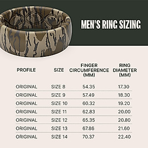 Groove Life Mossy Oak Bottomland Camo Silicone Ring - Breathable Rubber Wedding Rings for Men, Lifetime Coverage, Unique Design, Comfort Fit Ring - Size 10