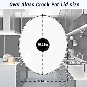 Replacement Oval Glass Crock Pot Lid 4 Quart Fits for Hamilton Beach and Rival Crock Pot Lid - 33141 33140G SCCPVL400R SCV401 4 Quart Oval Glass Crock Pot Lid