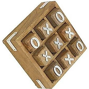 TOSQP27 Tic Tac Toe XO Blocks Game Brain Teaser Puzzle Wooden Handcrafted Family Board Games Unique Gifts for All Occasions