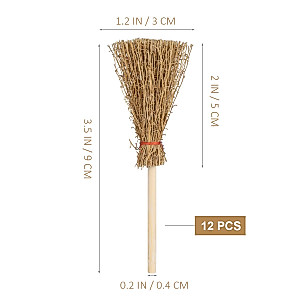 SEWACC Mini Straw Brooms with Red Ropes 12pcs Straw Broom Wizard Decor Artificial Miniature Halloween Straw Broom Craft Decoration for Home Decor Halloween Party
