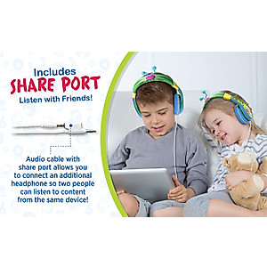 eKids Cocomelon Headphones for Kids, Wired Headphones for School, Home or Travel, Tangle Free Toddler Headphones with Volume Control, 3.5mm Jack, Includes Headphone Splitter