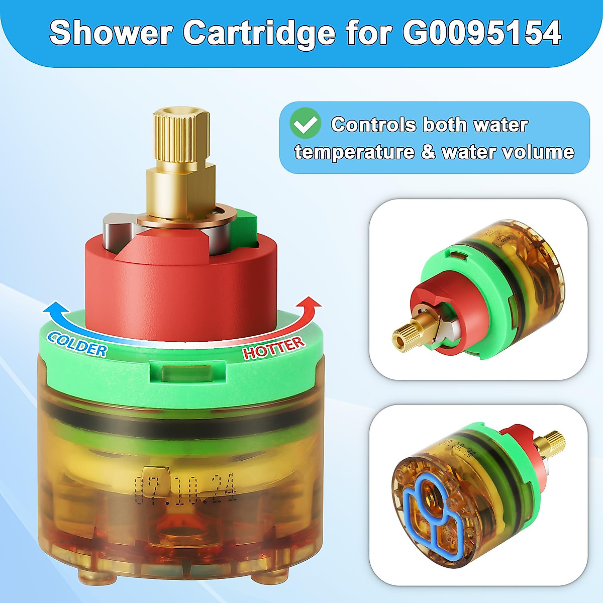 Replacement 95-152/95-154 Shower Cartridge Assembly, Compatible with G0095154, GS-105 for Gerber Safetemp II Single Handle Tub and Shower Faucet Valves