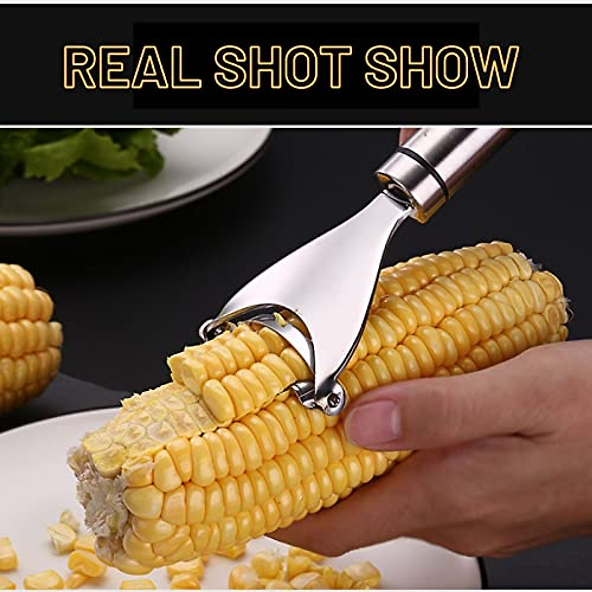 2PCS Magic Corn Peeler，Kitchen Gadget，Stainless Steel Corn Thresher with Ergonomic Handle，Corn Stripper Corn Cob Stripper Tool，Thresher Corn Cutter from the Cob