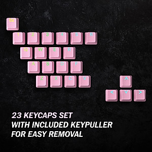 HK Gaming Rubber Keycaps Set | Anti-Slip Texture | Doubleshot Backlit Keycap Set | 23 Keys OEM Profile Key Set | for Mechanical Keyboard | Compatible with Cherry MX, Gateron, Kailh | Prism Pink