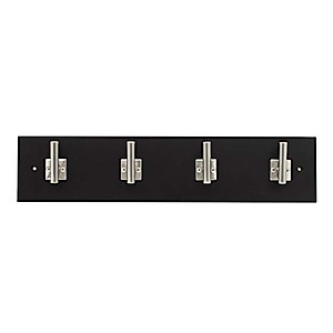 Hickory Hardware Hook Rack for Coats, Hats, Keys, Towels, Purses and More, Easily Mounted on Walls & Doors, Decorative Heavy Duty Hook Rail, 4 Hooks, Cocoa Wood Grain with Satin Nickel Finish