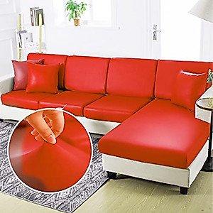 Large Soft Vinyl Upholstery Leather Fabric 1 Yard 56.3x36inch, 0.8mm Thick Texture Faux Leather Sheets, for Upholstery Crafts, Sofa, Car Seat, Handbag, Earrings, Hair Bows, DIY Crafts (Red)