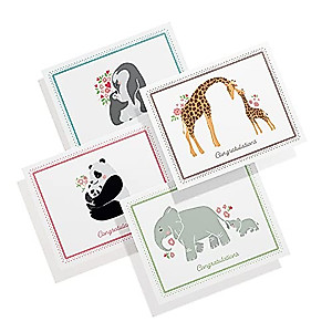 Twigs Paper Baby Shower Congratulations Cards with Envelopes for Mothers, Fathers, and Couples, Set of 12, Personalized Blank Cardstock, Celebration Welcome for Boys and Girls, Made in USA