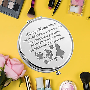 KEYCHIN Princess Pocket Mirror Fairy Tales Gift Always Remember You are Braver Stronger Smarter Than You Think Compact Makeup Mirror for Women Girls Teenagers (A Princess-S)