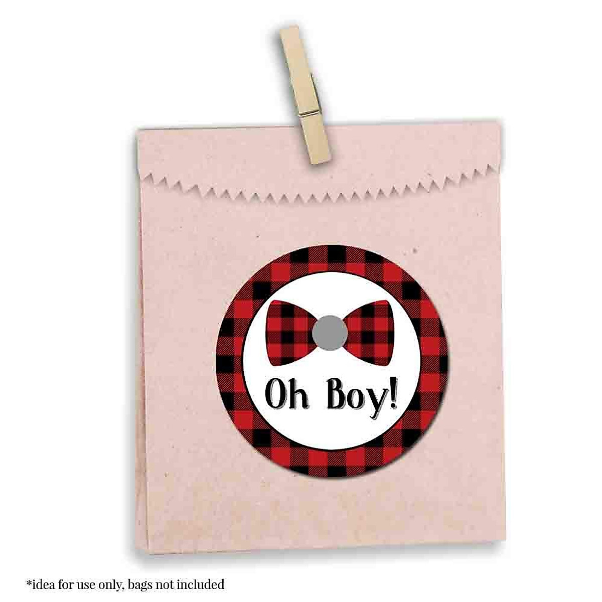 Little Man Bow Tie Buffalo Plaid Suspenders Baby Sprinkle Baby Shower Thank You Sticker Labels for Boys, 40 2" Party Circle Stickers by AmandaCreation, Great for Party Favors, Envelope Seals & Goodie