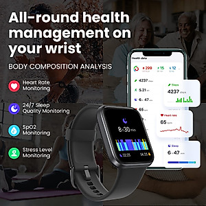 C21 Alexa Smart Watch(Calls/Bluetooth/Email) for Men Women, Sleep Heart Rate Blood Oxygen Monitor for Android & iPhone Smartwatches, 60+ Sport Modes, IP68 Waterproof 1.69' Touch Screen Fitness Tracker