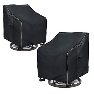 LSongSKY Outdoor Swivel Lounge Chair Cover 2 Pack,Waterproof Heavy Duty Patio Rocking Chair Covers for Outdoor Furniture,(30 W x 34 D x 38.5 H inches),Black