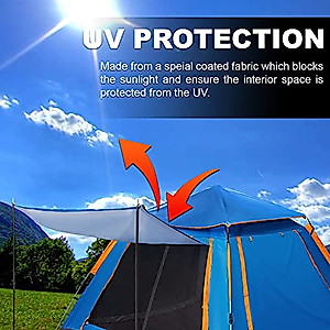 Instant Pop Up Camping Tent Easy Setup Automatic Hydraulic Water Resistant with Rain Fly Portable Lightweight Great for Outdoor Beach Backpacking Hiking (4-5 Person, Blue)