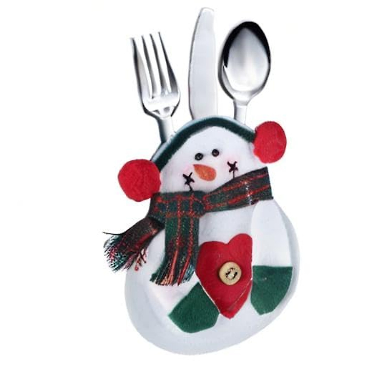 Deggod 8Pcs Christmas Tableware Holders Set, White Snowman Knife and Fork Bags Covers for Thanksgiving New Year Christmas Party Decorations Xmas Dinner Table Decor Ornaments (Snowman)