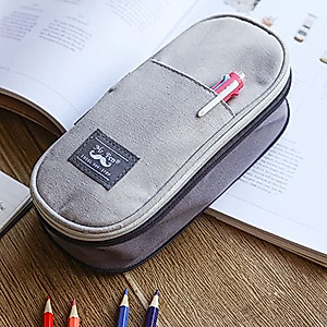 Mr. Pen- Pencil Case, Pencil Pouch, Grey, Pen Bag, Large Pencil Bag, School Supplies, Cute Pencil Bag for Kids, Fabric