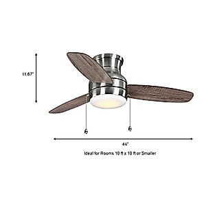 Ashby Park 44 in. White Color Changing Integrated LED Brushed Nickel Ceiling Fan with Light Kit and 3 Reversible Blades