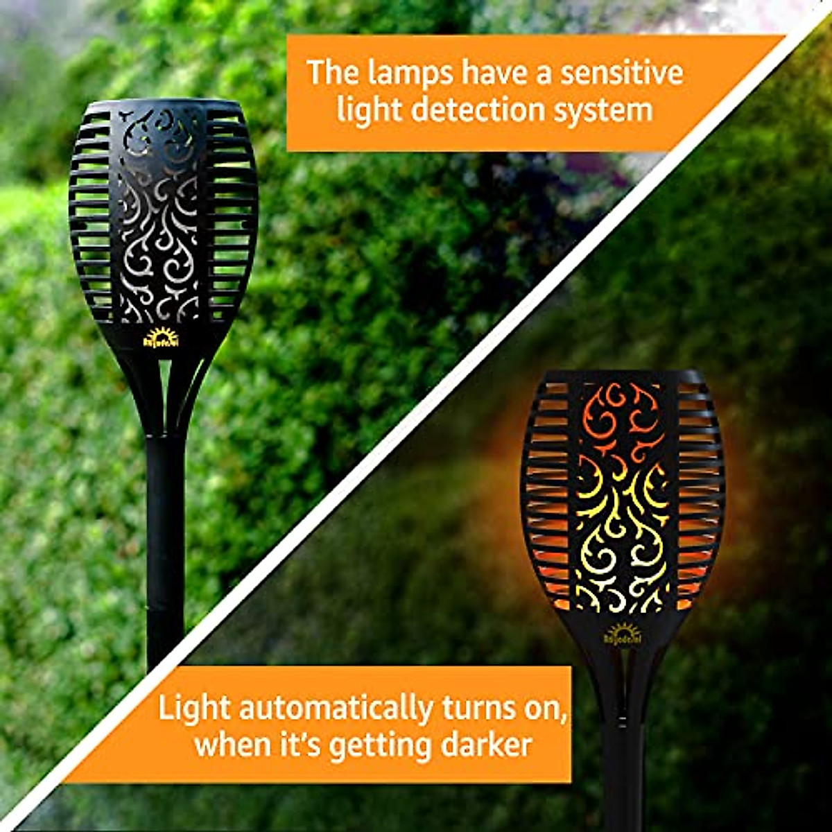 Rayodesol Solar Flame Torch Lights Outdoor, Decorative Pack of 1 pcs Each 96 LED Lamp with Dancing Flames Torches Landscape, Waterproof Outdoors Garden Patio Deck Decorations Lighting with Auto On/Off